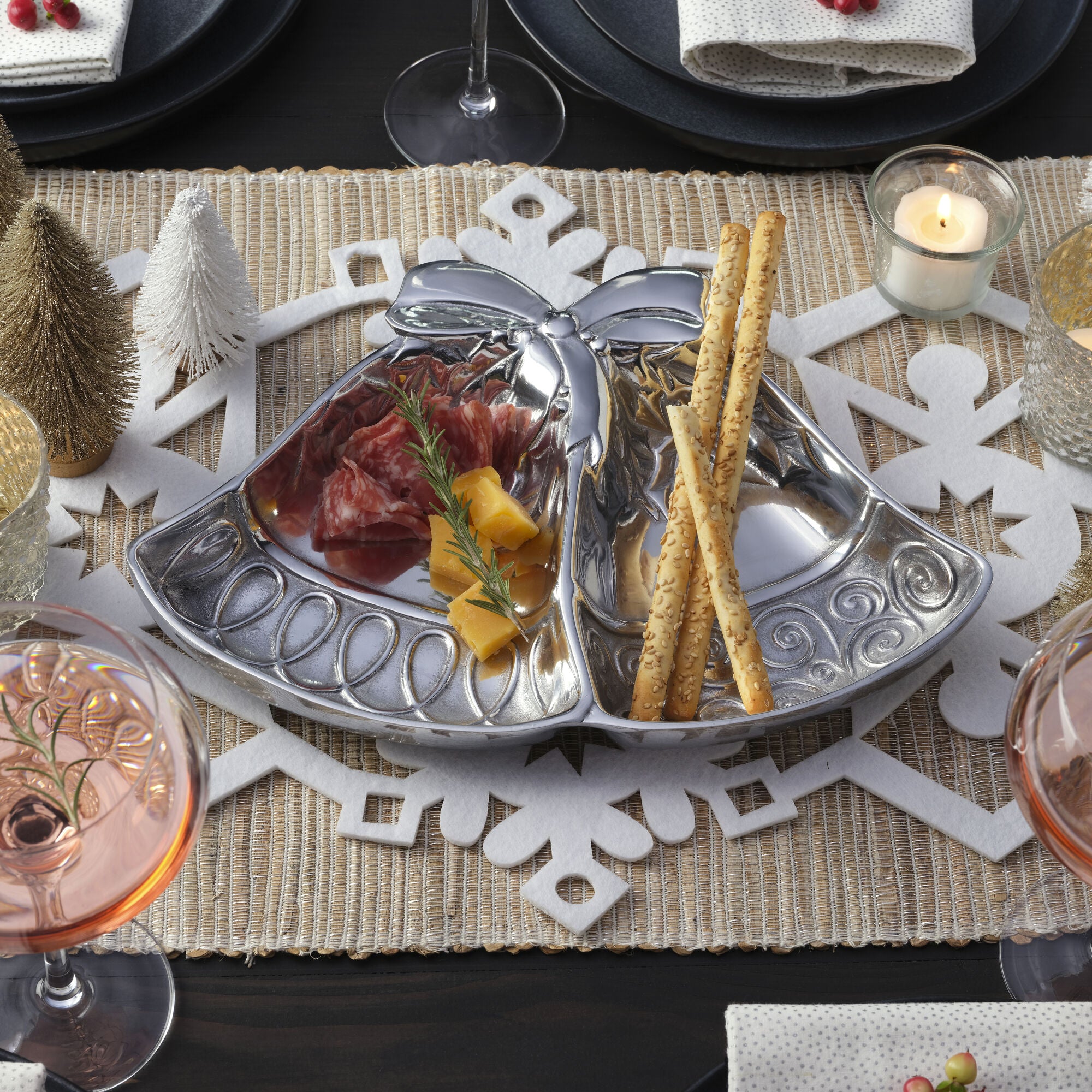 Wilton Armetale Holly Berries Divided Bell Server